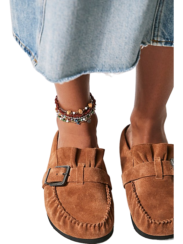 FREE PEOPLE Free People After Riding Suede Mules with Buckle Detail
